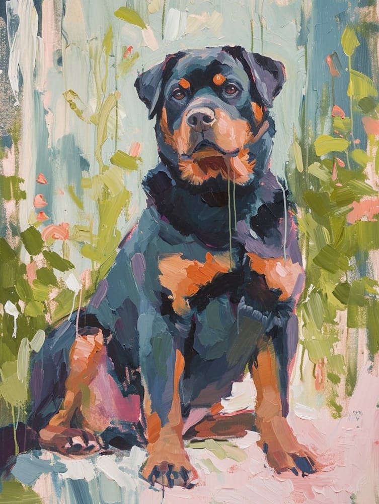 Rottweiler Acrylic Painting 1 Art Print by Woof and Whiskers – Fy!
