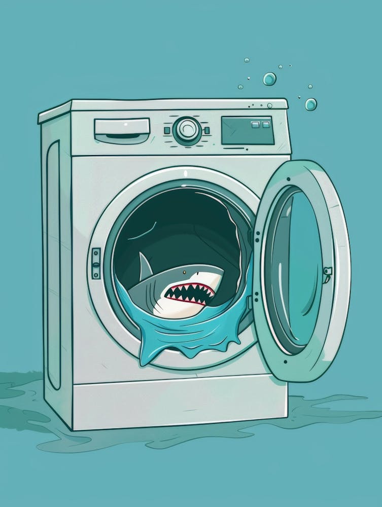 Shark In Washing Machine 2 Art Print by Moving Clouds Art – Fy!