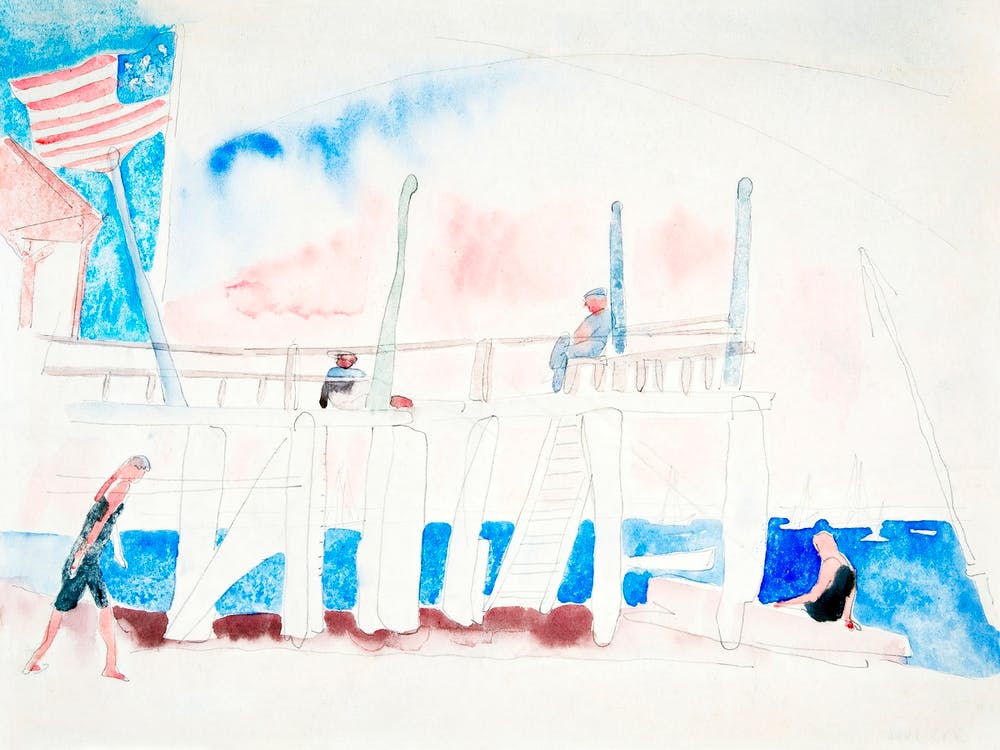 Pier With Four Figures, Charles Demuth Art Print by Fy! Classic Art ...