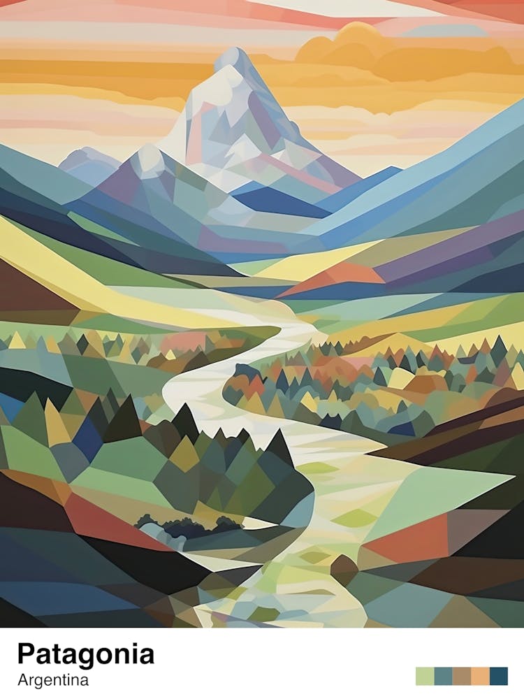 Patagonia, Argentina View Geometric Vector Illustration 0 Poster Art ...