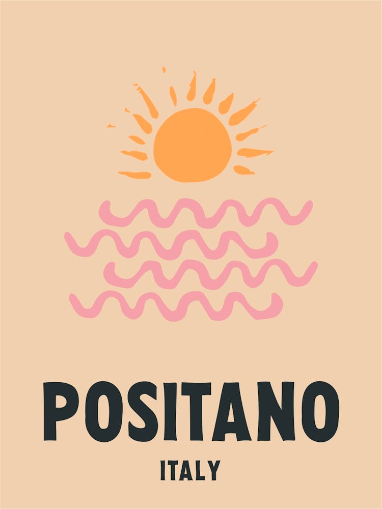Positano, Italy, Graphic Style Poster 4 Art Print by Mambo – Fy!