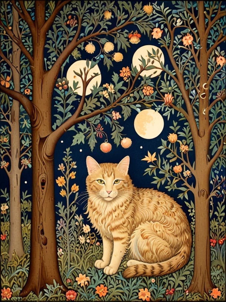William Morris Cat In The Moonlight 41 Art Print by Ka Nguyen – Fy!