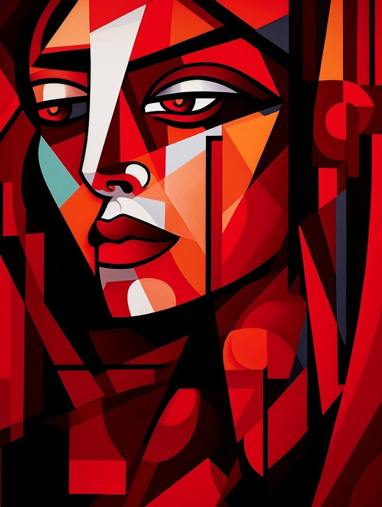 Cubist Abstract Geometric Lady Illustration 3 Art Print by Abstract Art ...