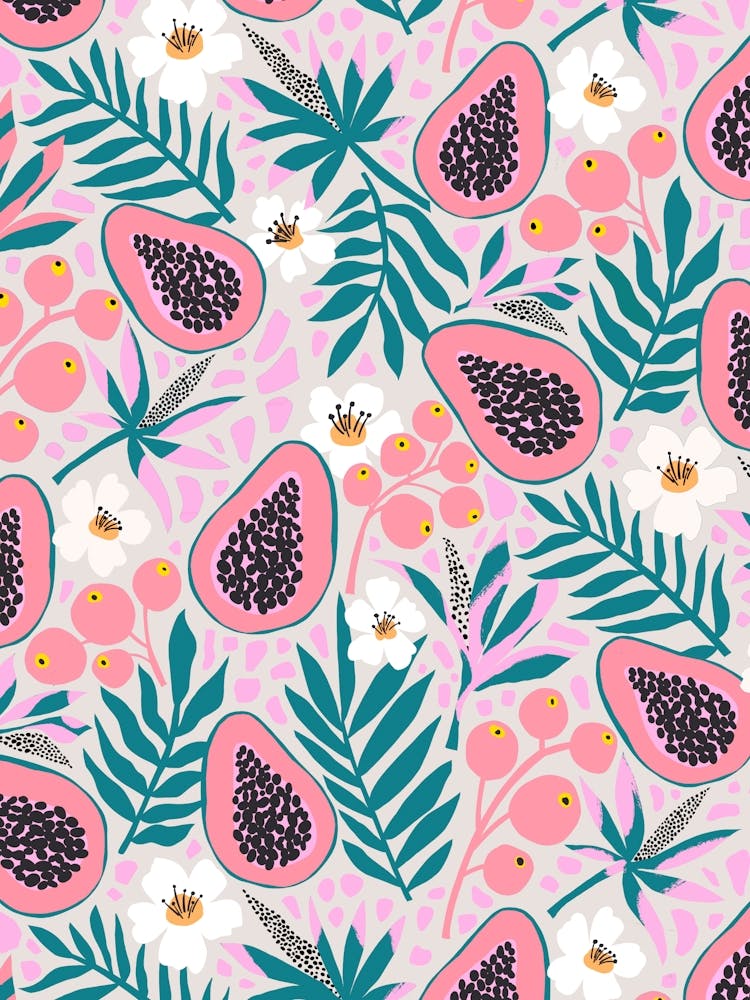 Pastel Papaya Tropical Leaves Art Print by Sandra Hutter Designs – Fy!