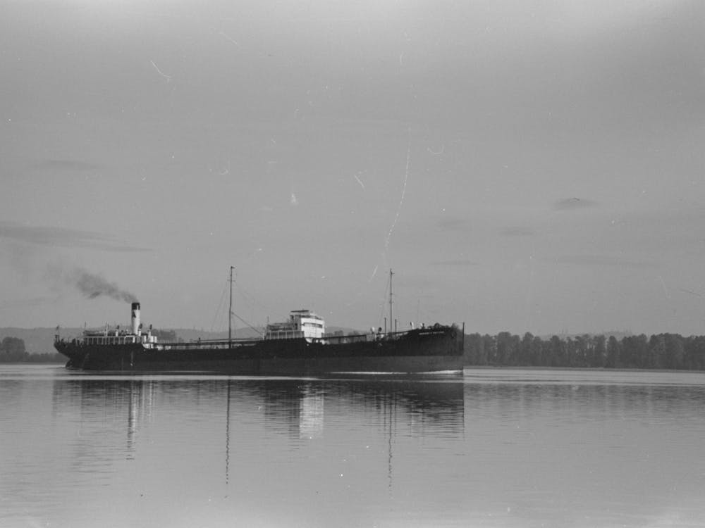 Freighter On Columbia River, Cowlitz County, Washington By Russell Lee ...