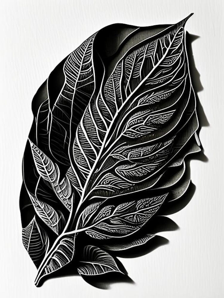 Carob Leaf Linocut 2 Art Print by Leaf & Stem Studio – Fy!
