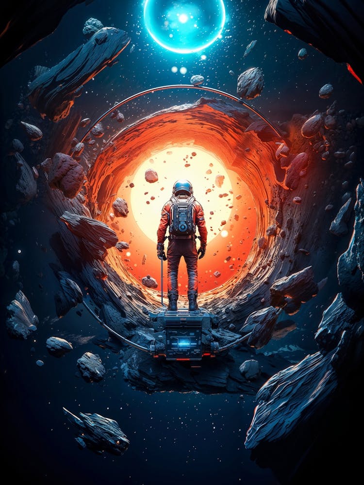 Explore the cosmic symphony, an intrepid astronaut steps into the ...