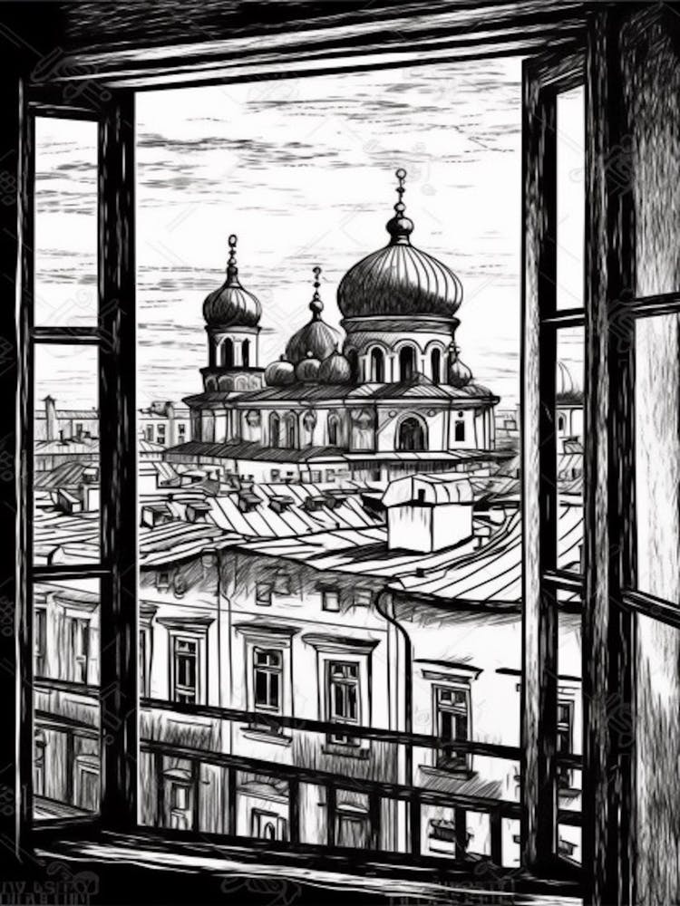 Window View Of Moscow Russia Black And White Colouring Pages Line Art 4 ...