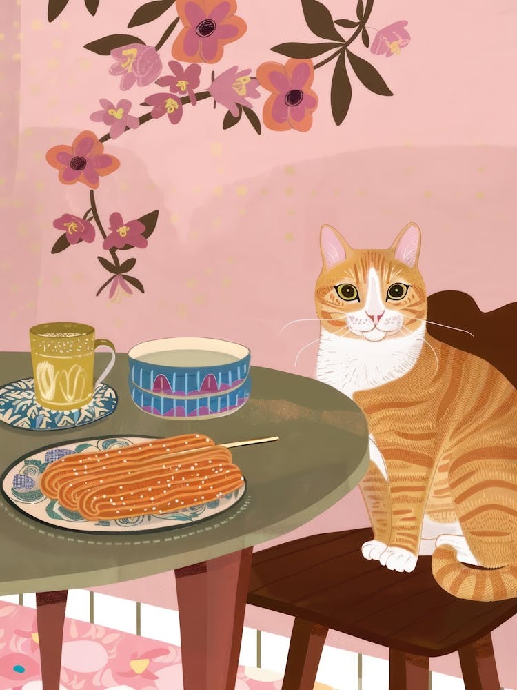 Cat And Churros 4 Art Print by Purrfect Plates – Fy!