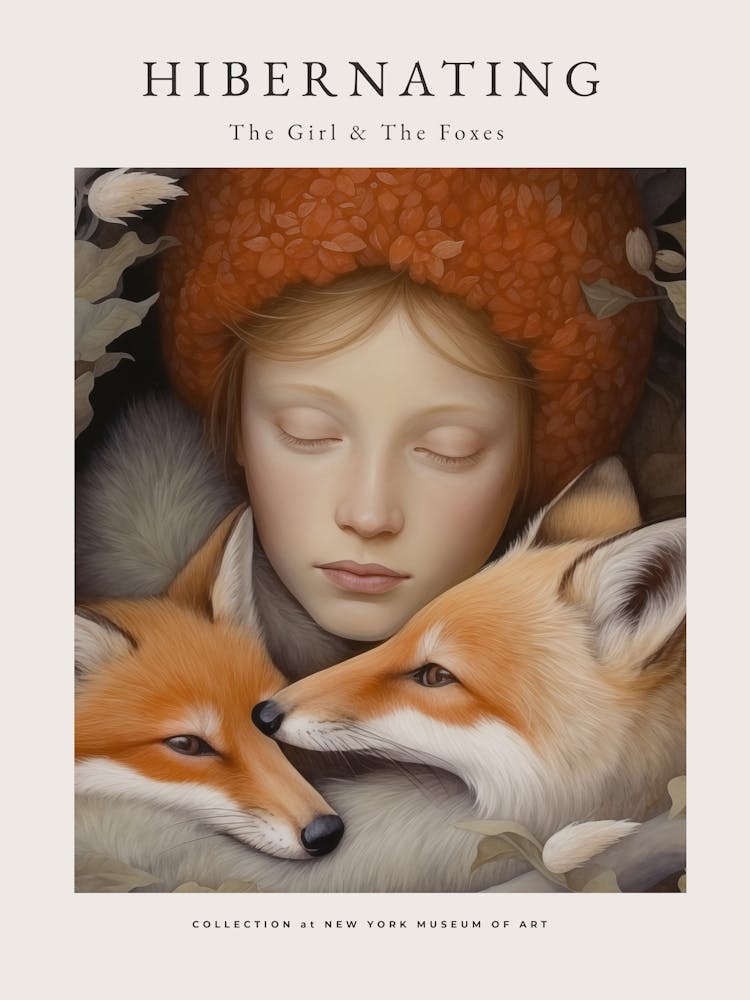 Hibernating The Girl And The Foxes Art Print by Lara's Wonderland – Fy!