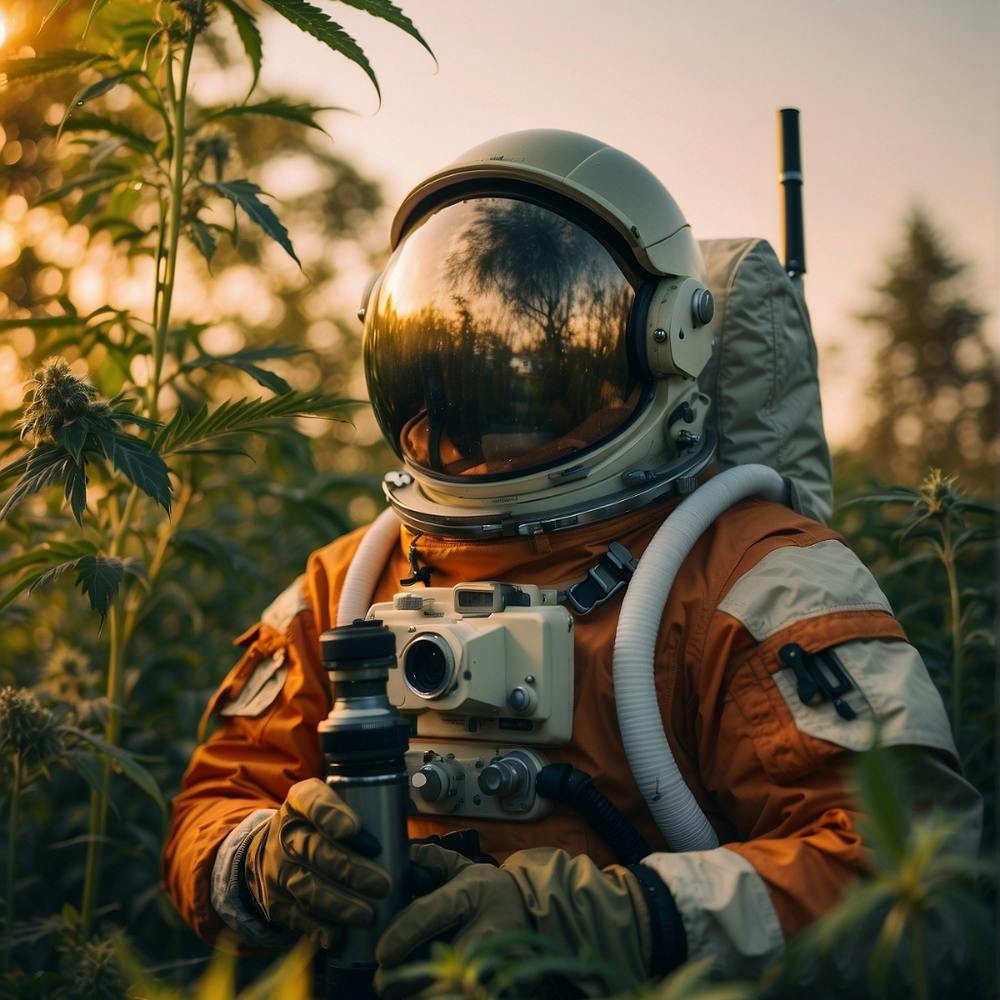 Astronaut In Cannabis Field Art Print by Emeralda Fantagio – Fy!