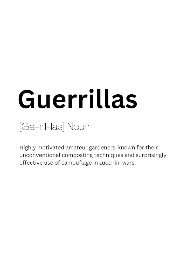 Guerrillas Definition Meaning Art Print by Kaigozen – Fy!