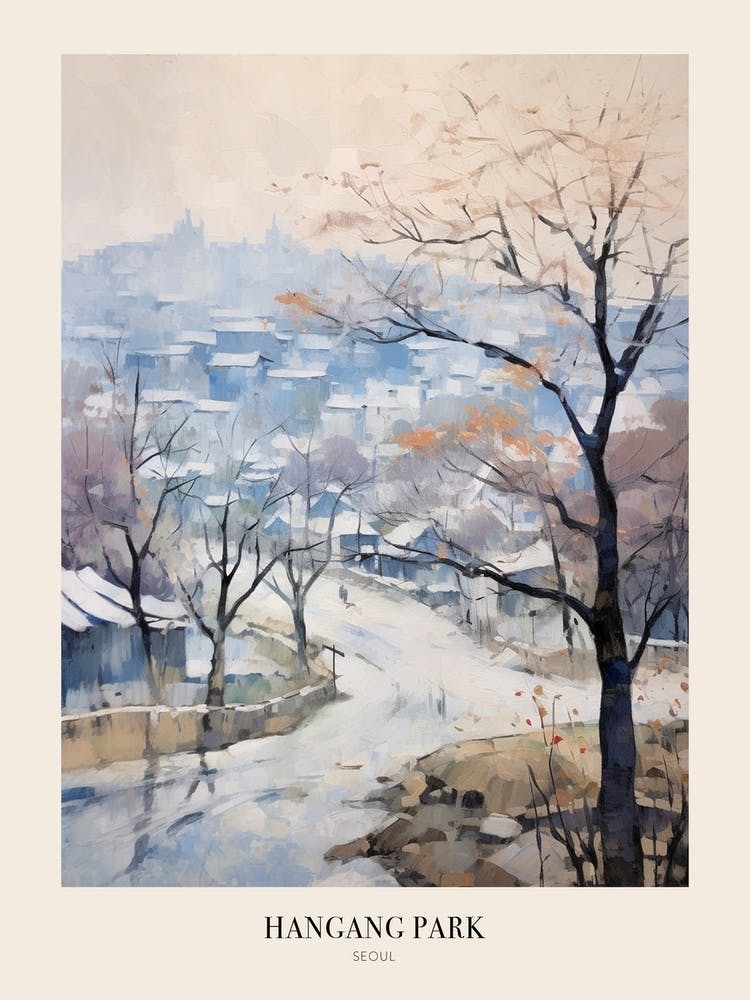Winter City Park Poster Hangang Park Seoul 4 Art Print by Bon Hiver ...
