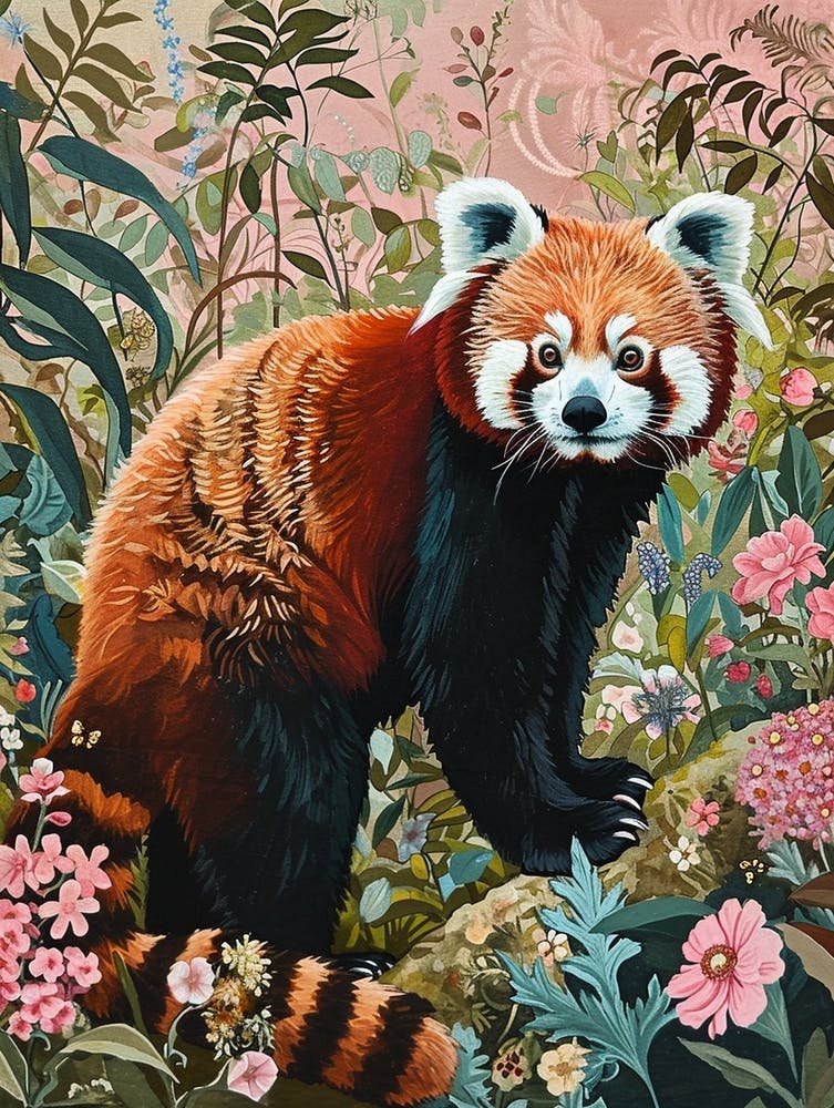 Floral Animal Painting Red Panda 3 Art Print by Ritual Art Prints – Fy!