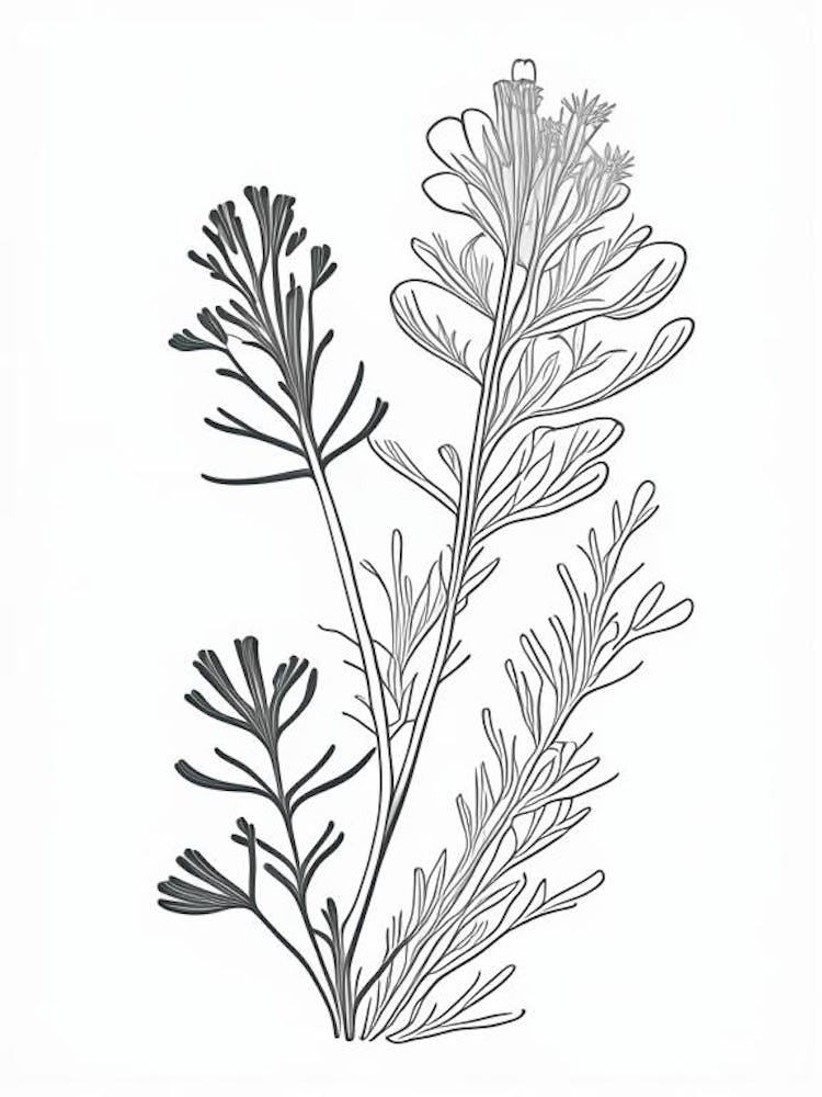 Fenugreek Herb William Morris Inspired Line Drawing 2 Art Print by ...