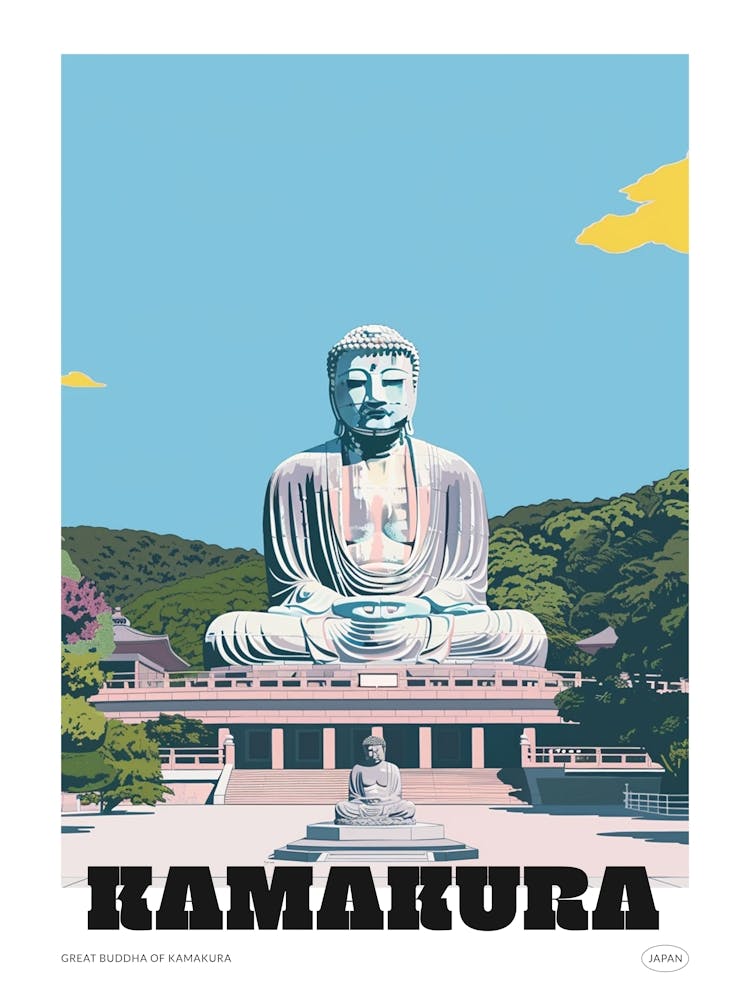 Great Buddha Of Kamakura 2 Colourful Illustration Poster Art Print by ...