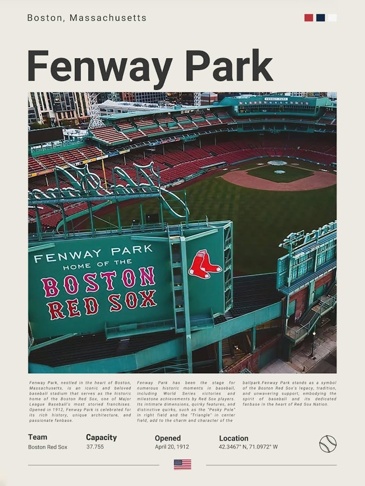 Baseball - Boston Red Sox - Fenways Park 2 Art Print by Fy!