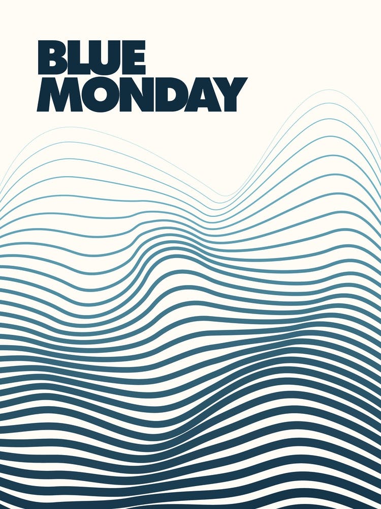 Blue Monday, Music Print (White) Art Print by Ampersand Prints – Fy!