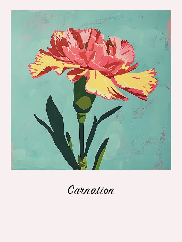 Carnation 1 Square Flower Illustration Poster Art Print by Botanic ...