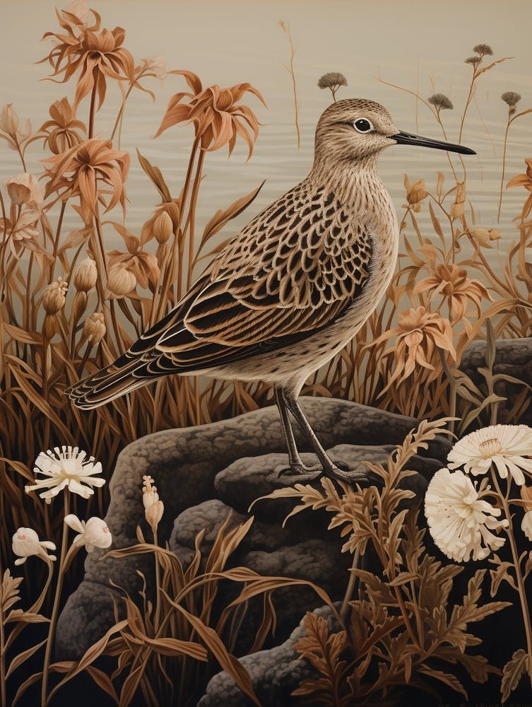 Dark And Moody Botanical Dunlin 2 Art Print by Feathered Muse – Fy!
