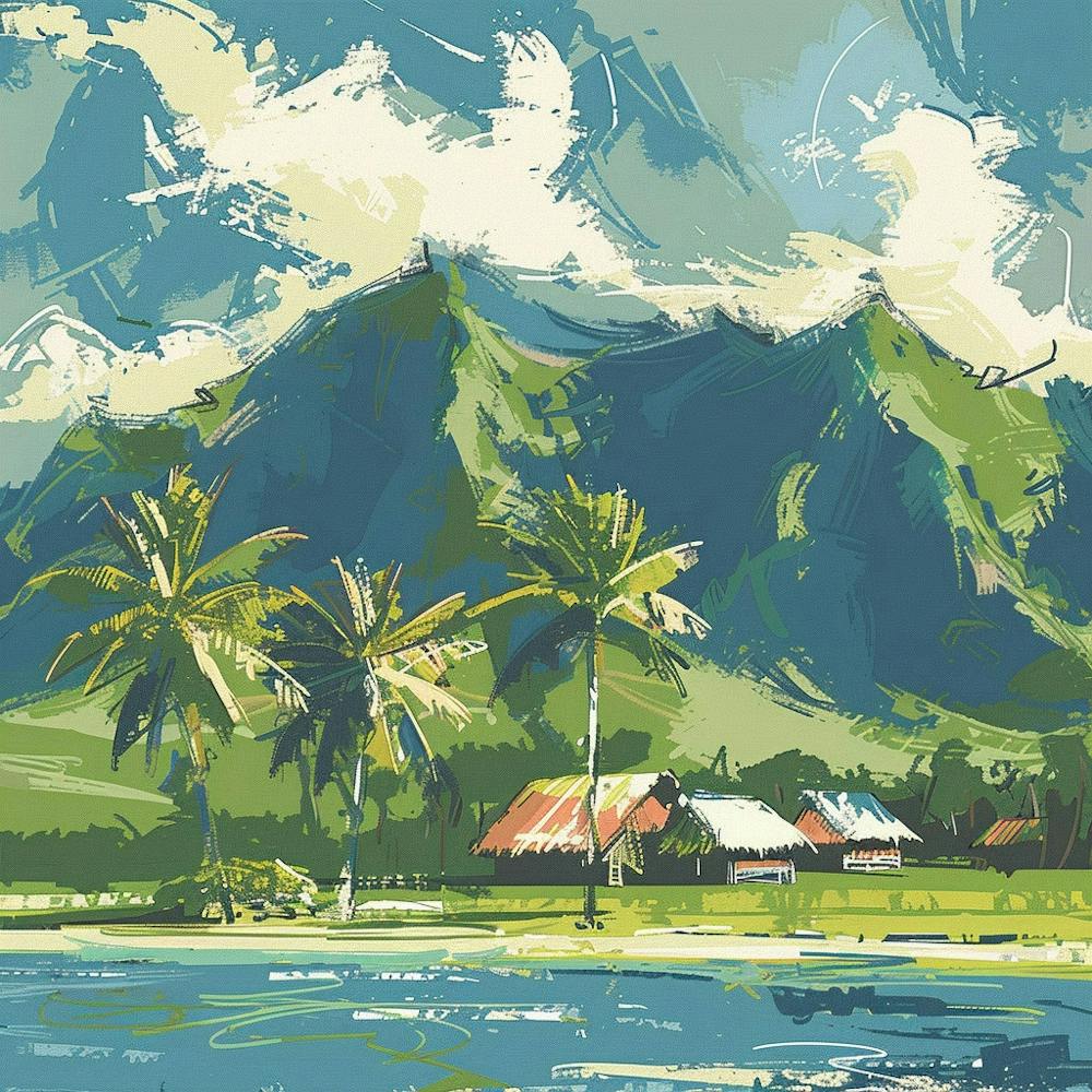 A Tahiti In French Polynesia Expressive Strokes 3 Art Print by ...
