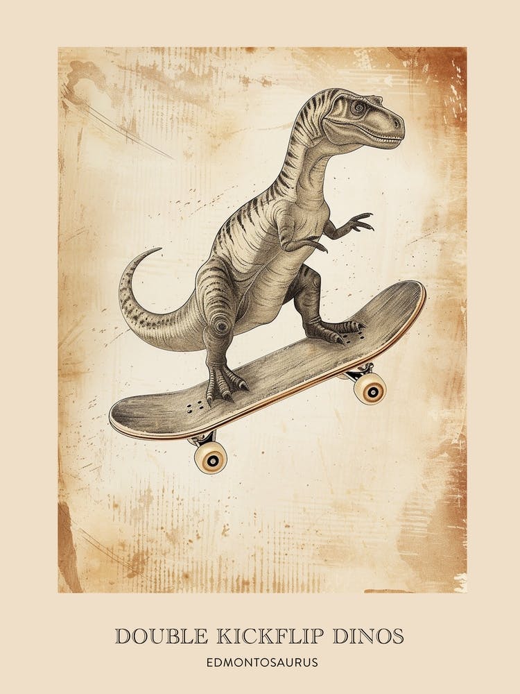 Edmontosaurus Vintage Dinosaur Poster 2 Art Print by Dino Delights – Fy!