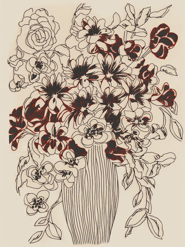 Floral Still Life Sketch Line Art 12 Art Print by Fusion Designs – Fy!