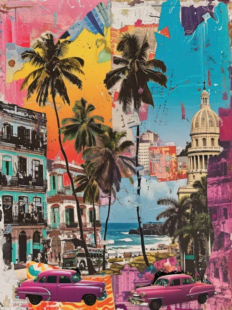 Cuba Retro Collage Style 4 Art Print by Cityscape Art Co. – Fy!