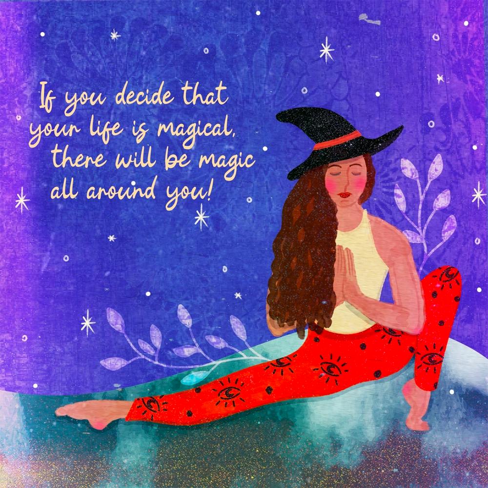 Yoga Witch Magic Art Print by Olivia Burki Design 2 – Fy!