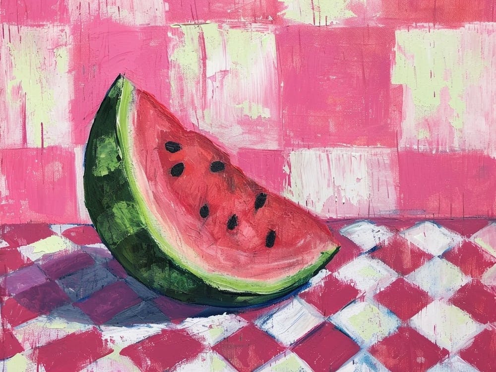 Watermelon Pink Checkerboard 2 Art Print by Artful Appetite – Fy!