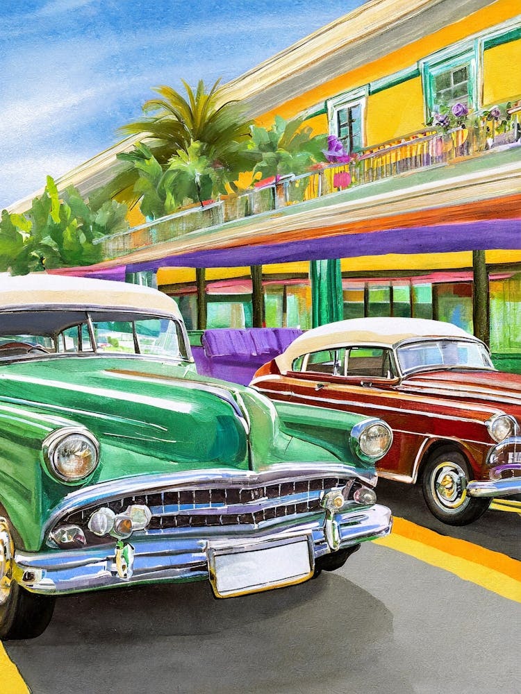 Classic 1950s American Diners And Classic Cars Art Print by Art ...
