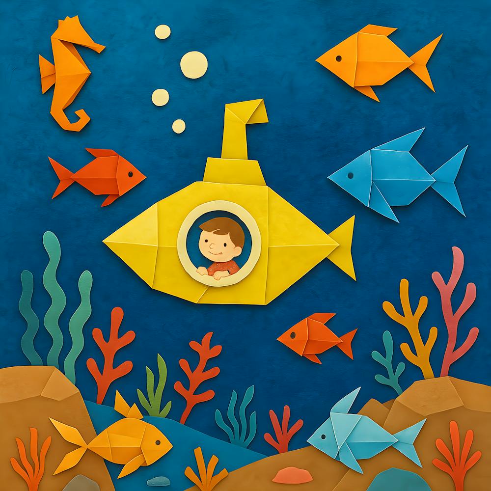 Origami Deep Sea Adventure – Paper Submarine & Ocean Creatures Wall Art ...