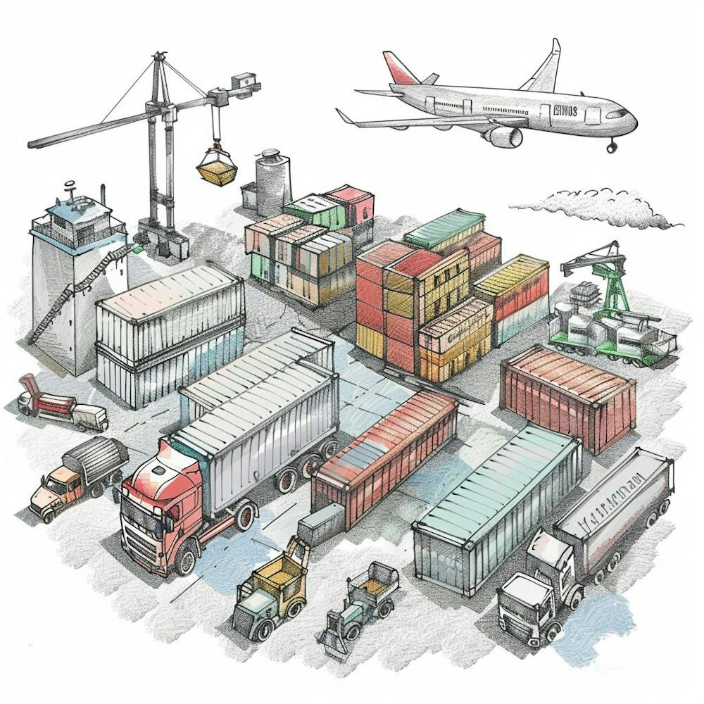Illustration Of A Shipping Terminal Art Print by ThatWorksMedia – Fy!