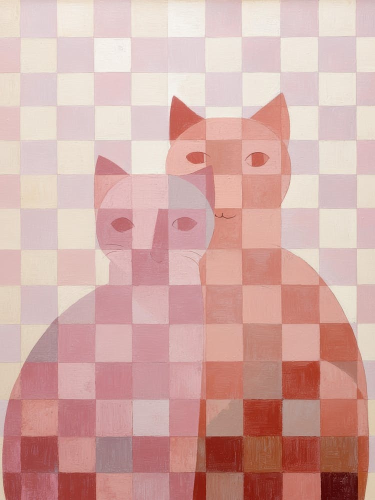 Checkered Cats Art Print by Moving Clouds Art – Fy!