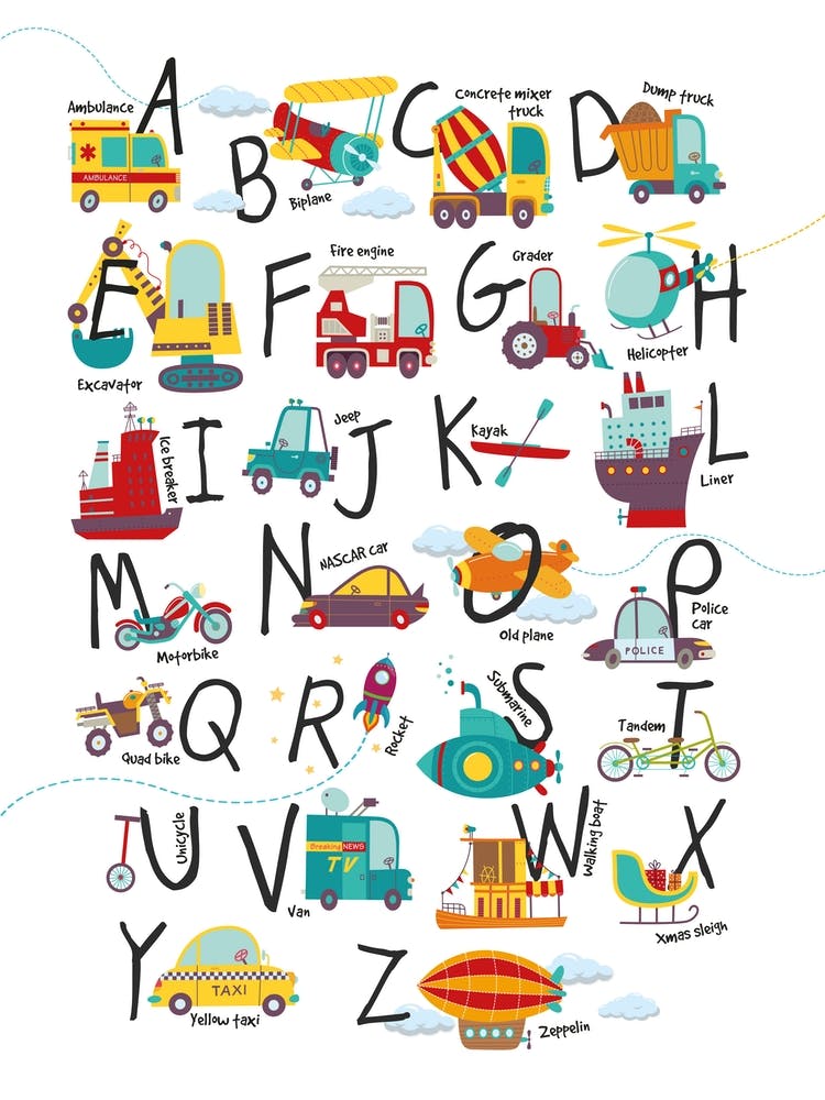 Transport Alphabet Nursery Art Print by Piccalilli Prints – Fy!