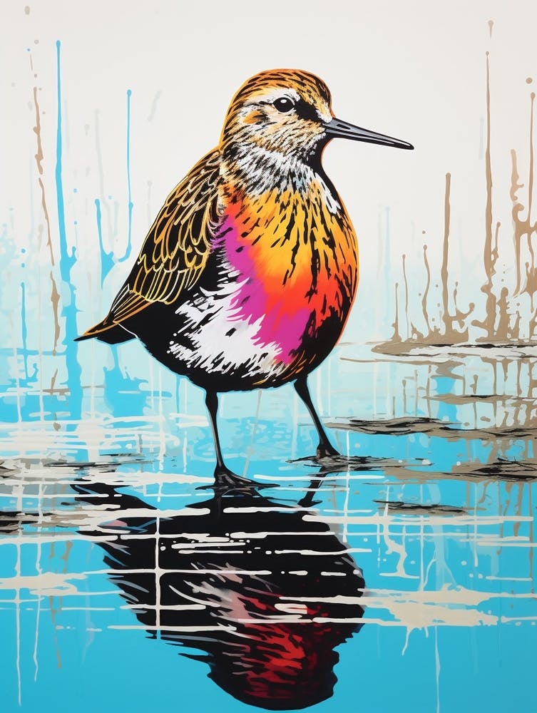Andy Warhol Style Bird Dunlin 3 Art Print by Feathered Muse – Fy!