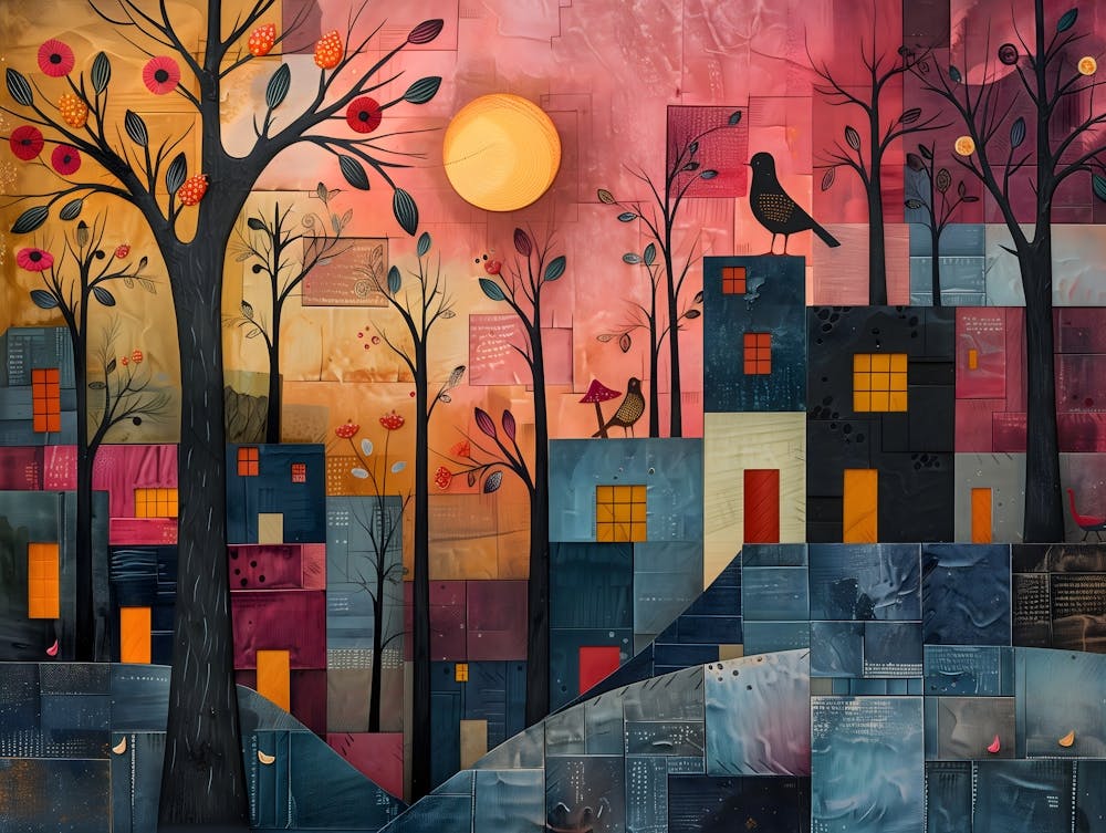 City At Sunset, Cubism Art Print by Moisky – Fy!