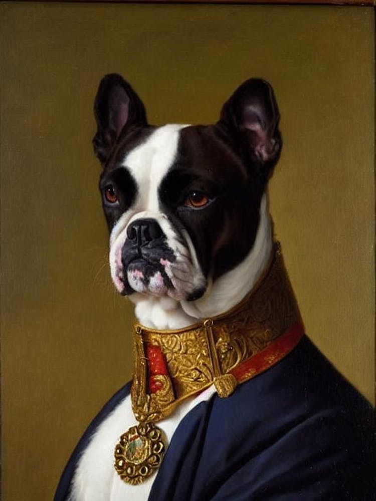 Bulldog Renaissance Portrait Oil Painting Art Print by Renaissance ...