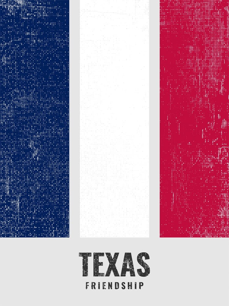 Vintage Minimalist Texas State Flag Colors With Motto Art Print by ...