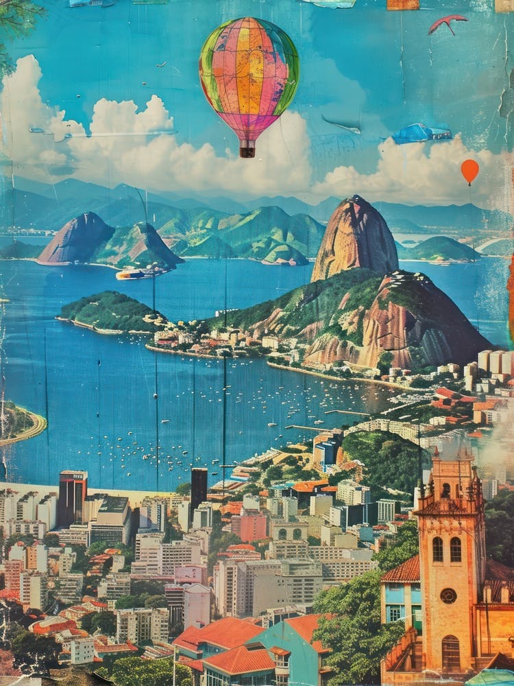 Rio De Janeiro Retro Collage Style 2 Art Print by Cityscape Art Co. – Fy!