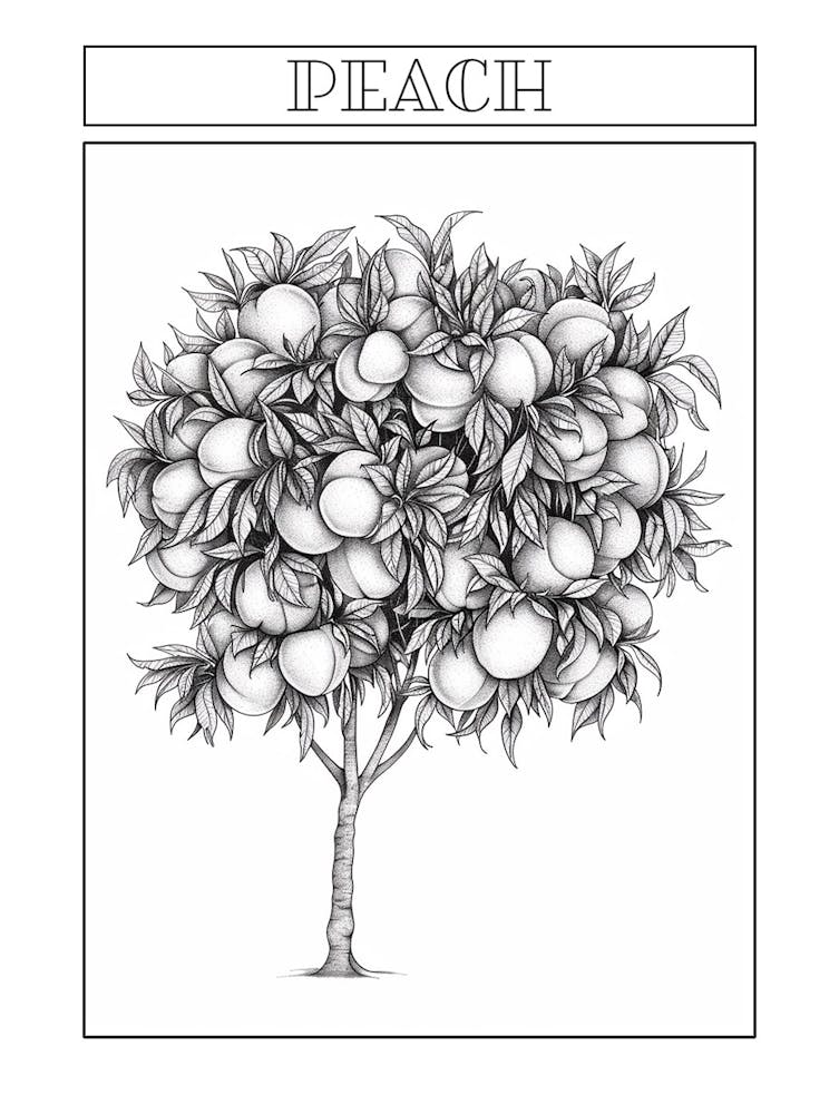 Peach Tree Minimalistic Drawing 3 Poster Art Print by Bough And Bloom ...