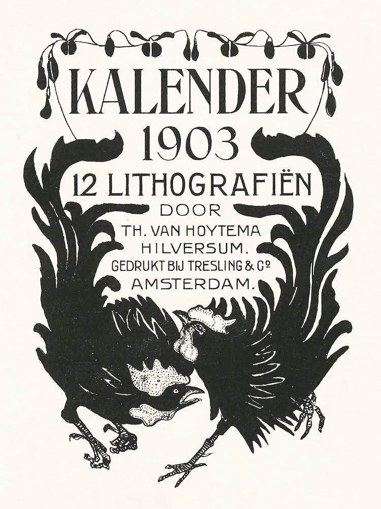 Announcement For Calendar 1903, Theo Van Hoytema Art Print by Fy ...