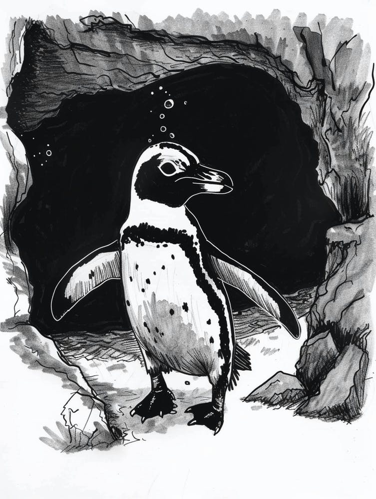 African Penguin Exploring Underwater Caves 1 Art Print by Energy of the ...