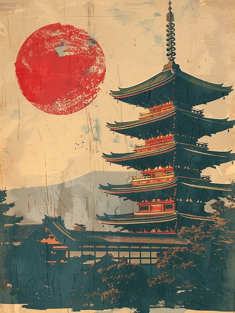Todai Ji Temple Mid Century Modern 3 Art Print by Japan Journey – Fy!