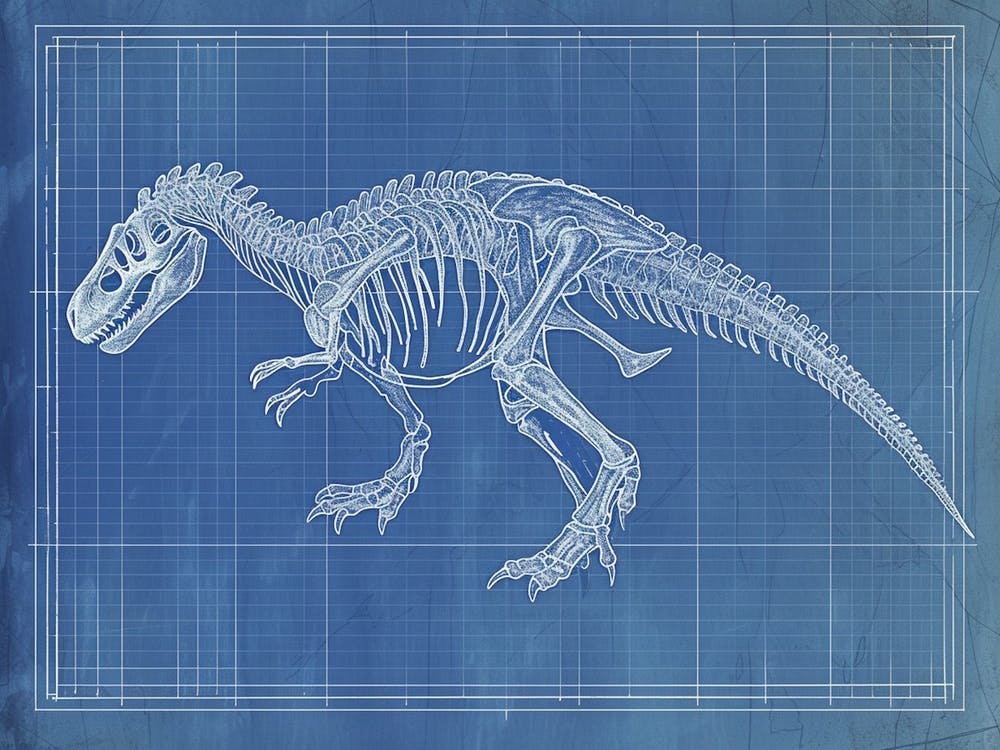 Allosaurus Dinosaur Skeleton Blueprint 1 Art Print by Dino Delights – Fy!