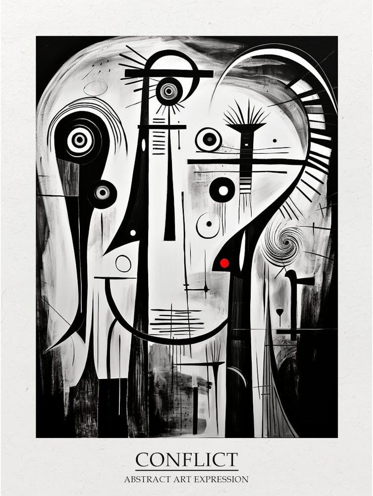 Conflict Abstract Black And White 3 Poster Art Print by Abstract Art ...