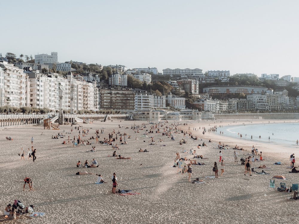 Beach Scene, Colour St Sebastian, Spain Art Print by Aimee Giles – Fy!