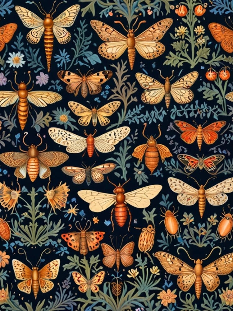 William Morris Moths And Flowers Art Print by Len Len – Fy!