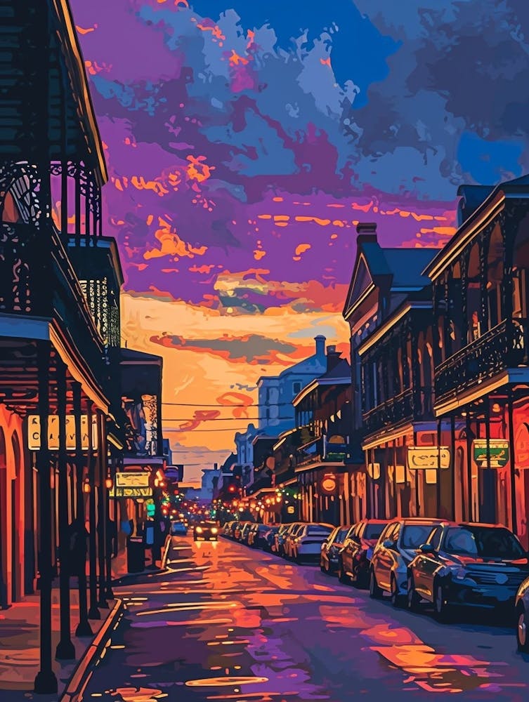 Frenchmen Street Retro Painting 2 Art Print by PixelPerfect – Fy!