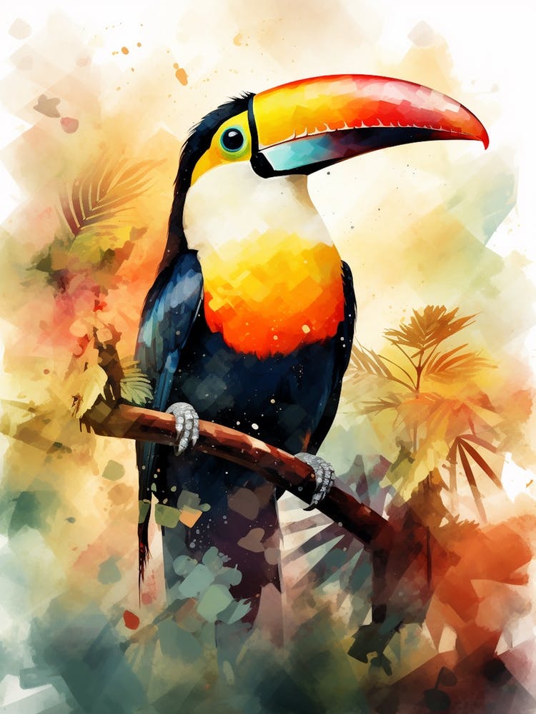 Colourful Watercolour Toucan 4 Art Print by Featherline – Fy!